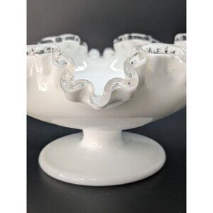 Fenton | Dining | Fenton Silver Crest Compote Bowl White Milk Glass ...